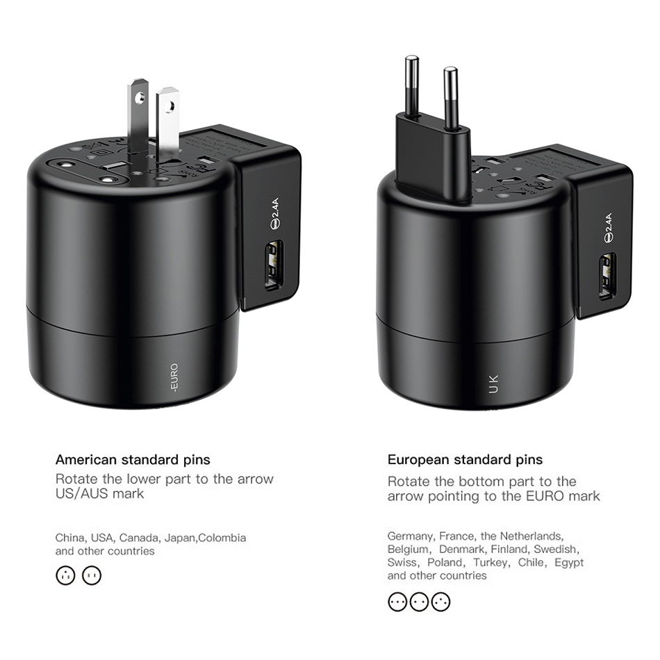 Baseus 6A Dual USB Charger / World Travel Adapter / Power Supply